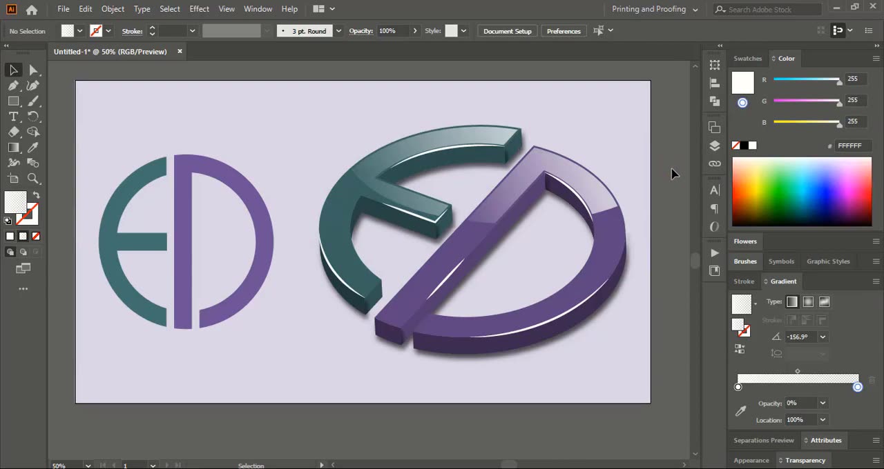 How to create Illustrator 3D logo From 2D with glossy effects