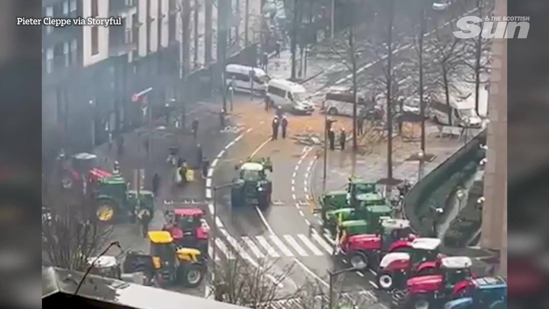 Tractors destroy police barricades with streets covered in manure by ...