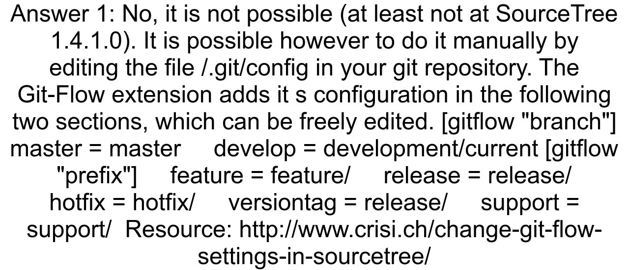 How to change the gitflow configuration in SourceTree