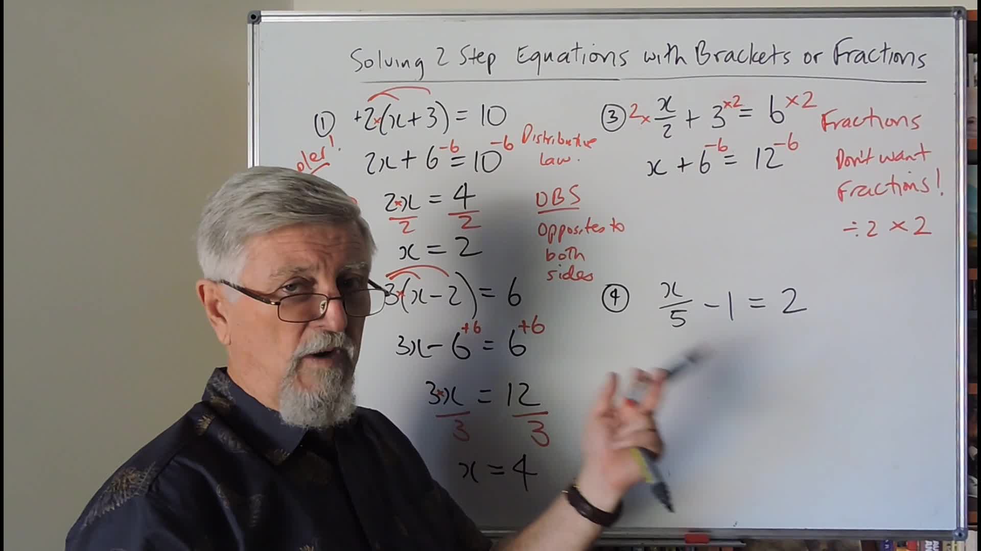Math Equations Set A 02 Simple Brackets and Fractions Mostly for Years ...