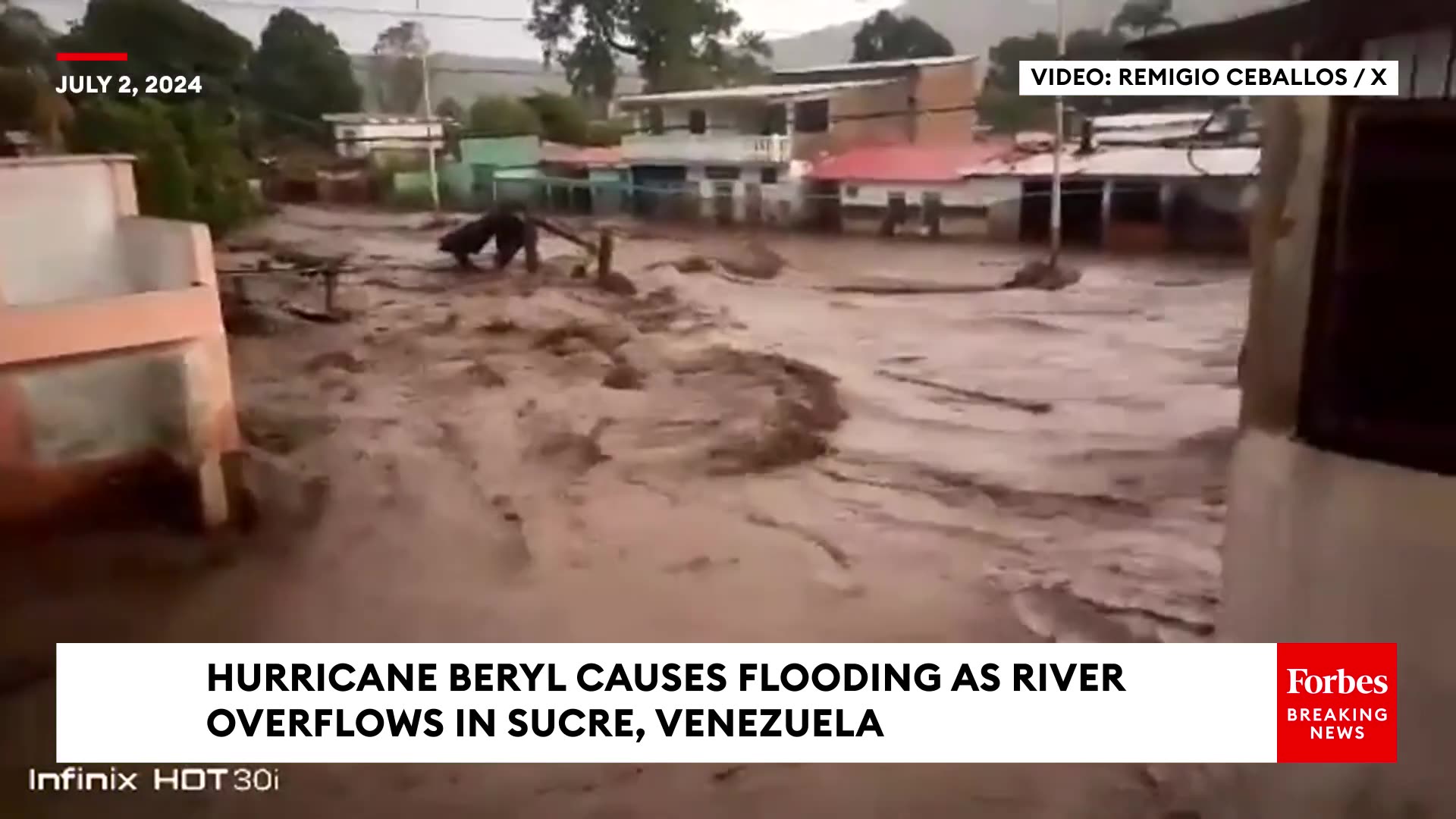 Hurricane Beryl Causes River To Overflow & Severe Flooding In Sucre ...