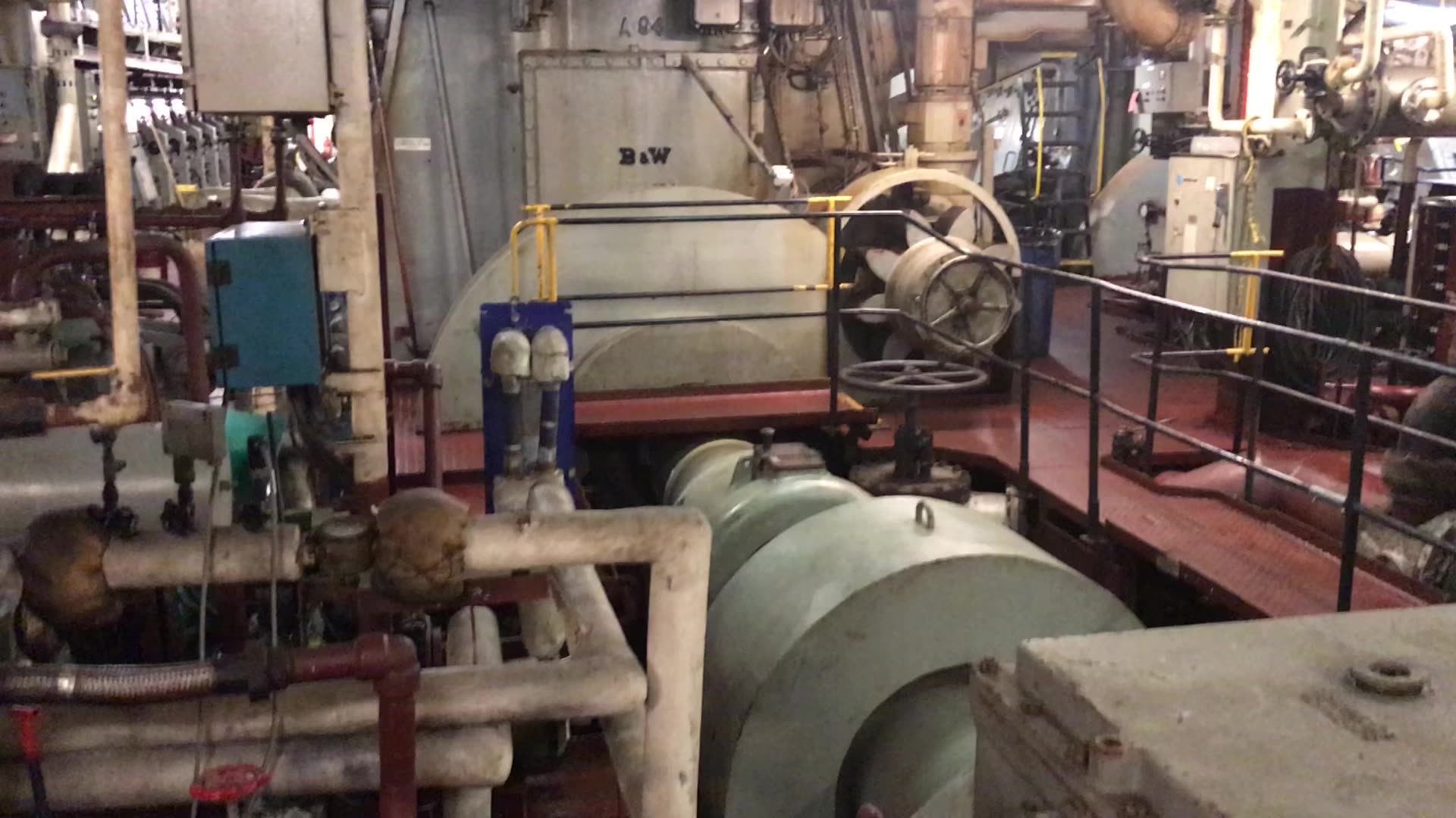 A tour of shaft alley on the triple screw USNS Gordon