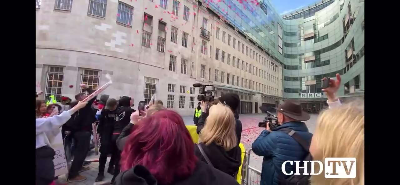 Red roses being thrown at BBC, to commemorate the vaccine injured and ...