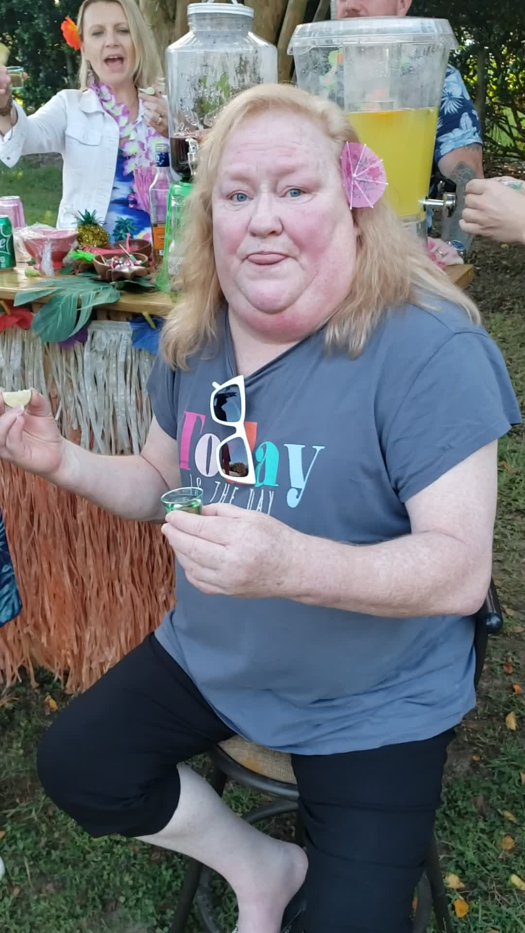 Lady Struggles With Libation