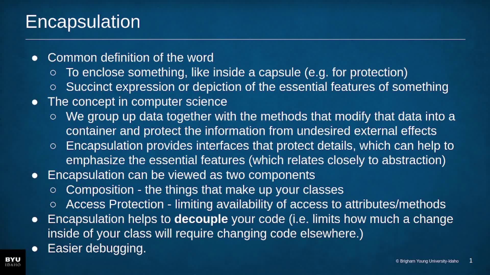 Object Oriented Programming Encapsulation