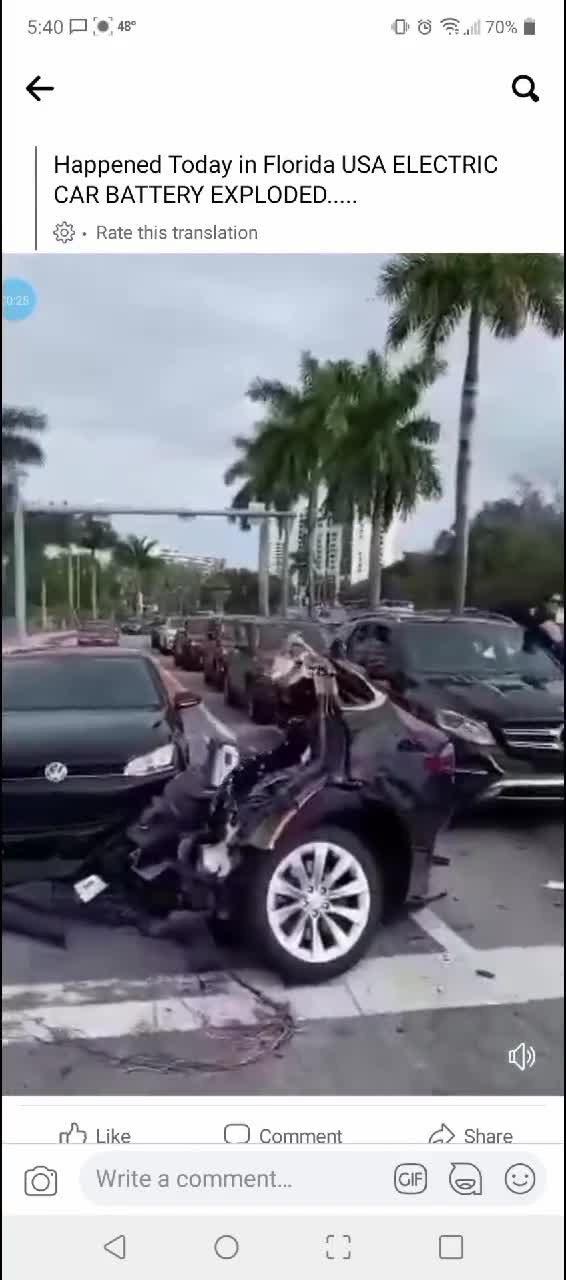 Tesla Split In Half In Car Accident