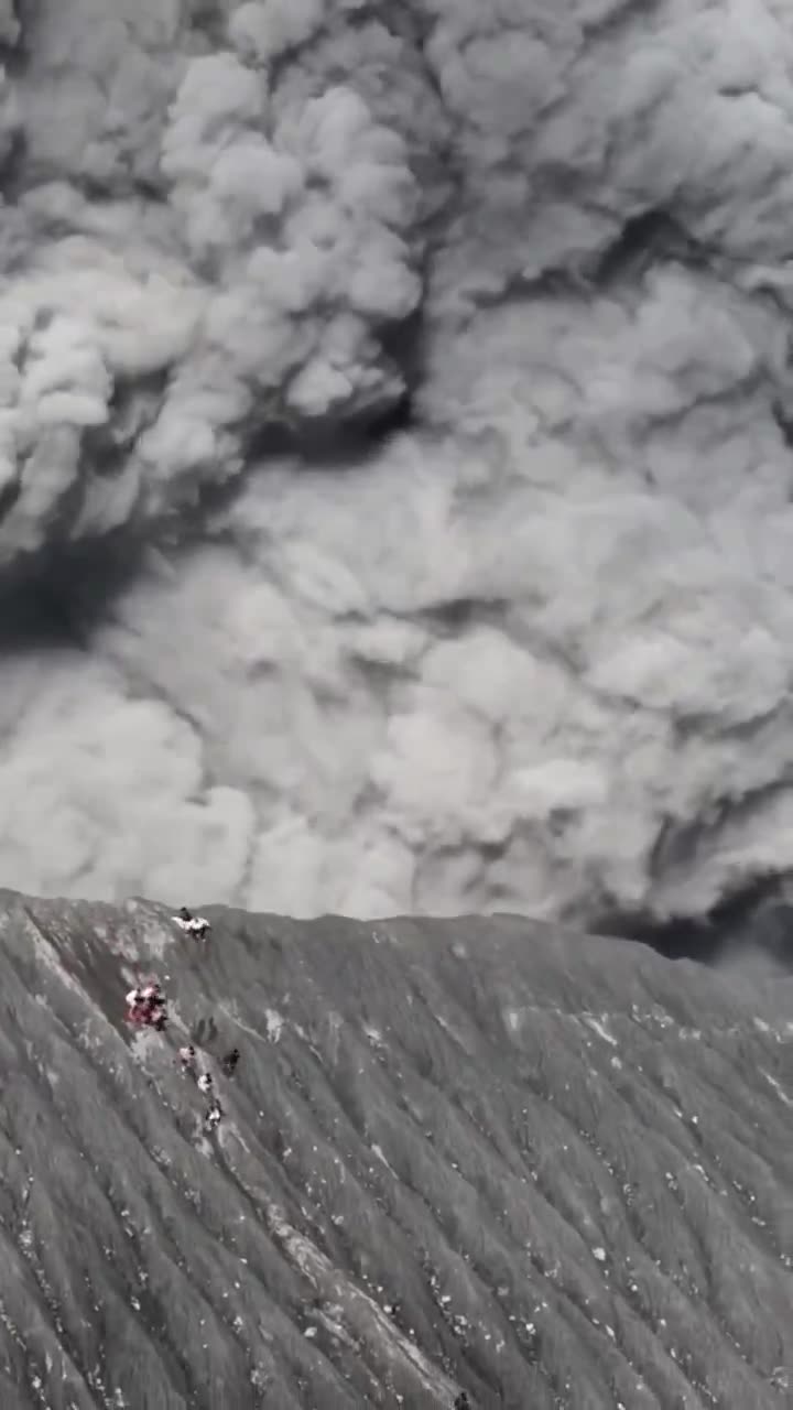 Volcano Erupts In Front Of Climbers