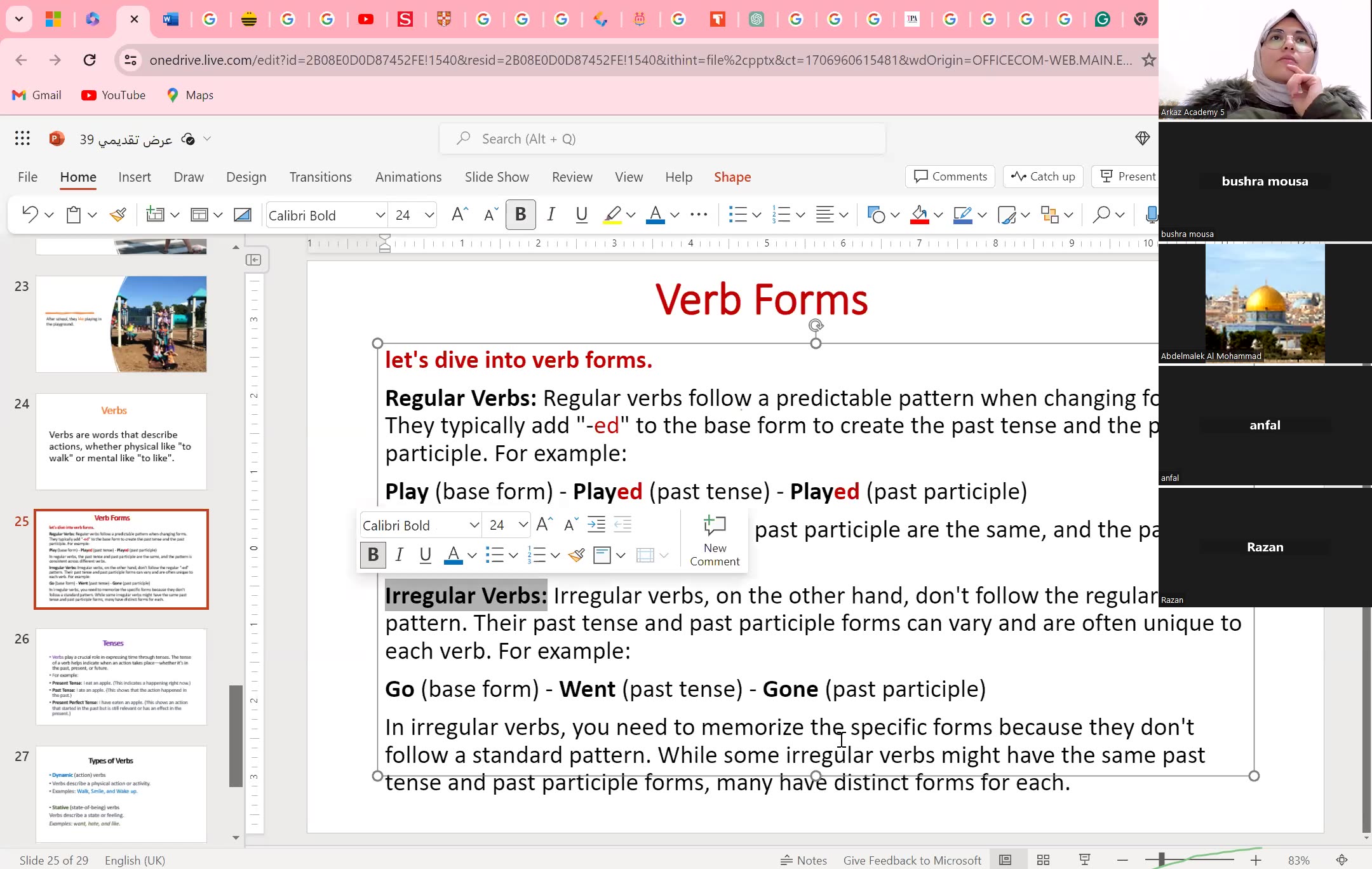Parts of Speech-Verbs