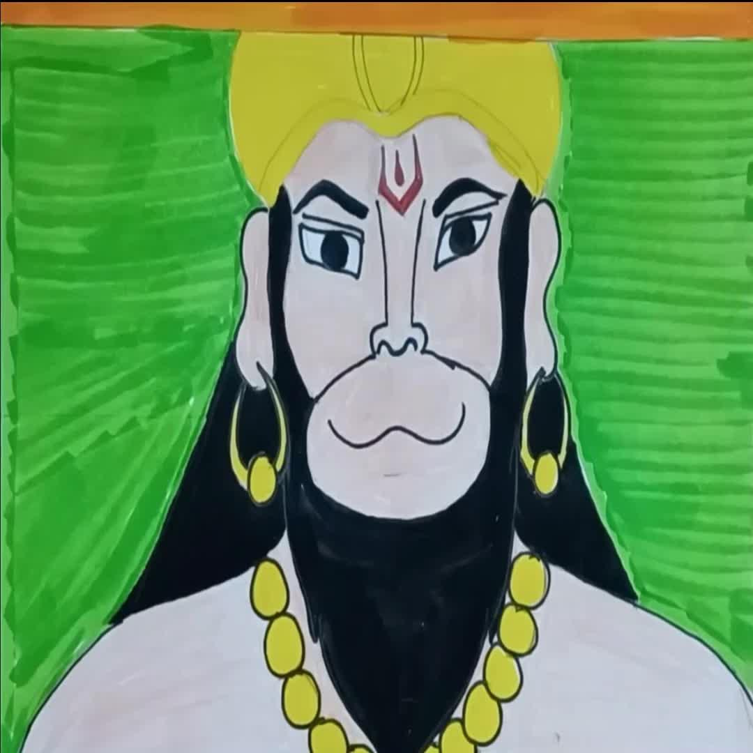 Lord Hanuman Drawing | How to draw Lord Hanuman Step by Step | Bajarang ...