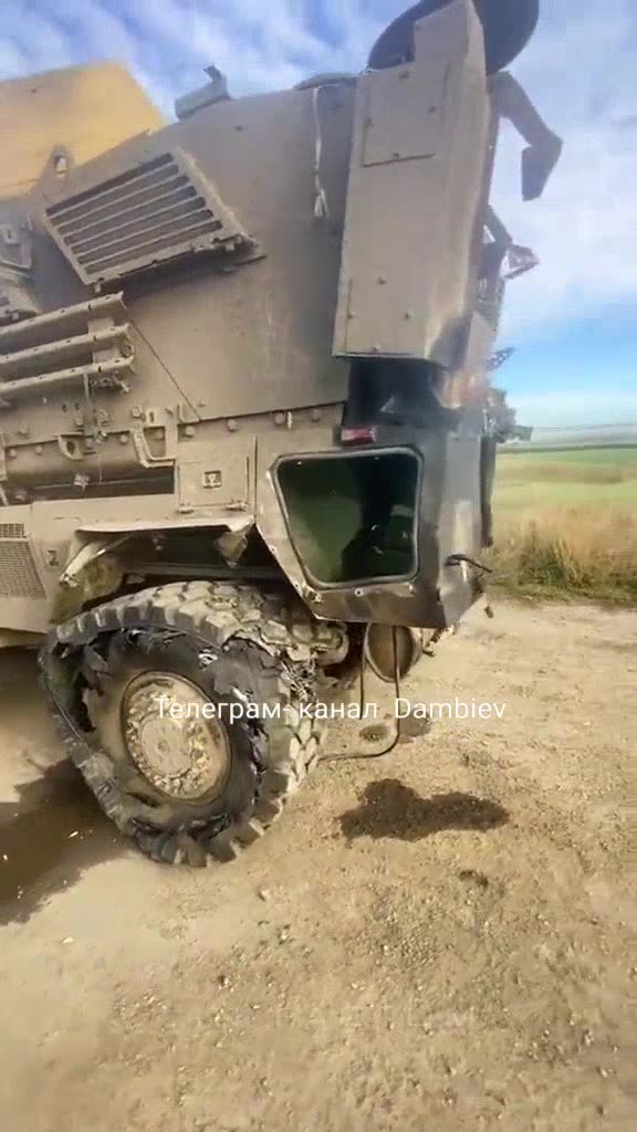 damaged American armored personnel carrier M1224 MaxxPro MRAP of the ...