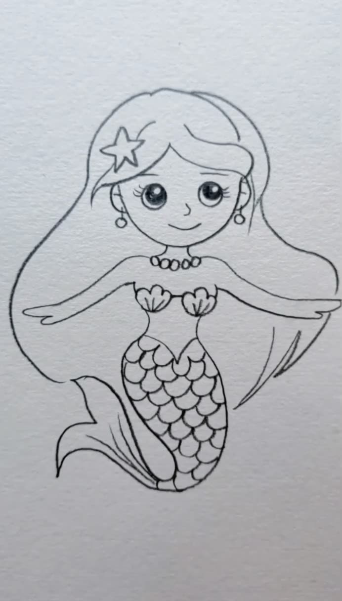 How to easy draw mermaid step by step?