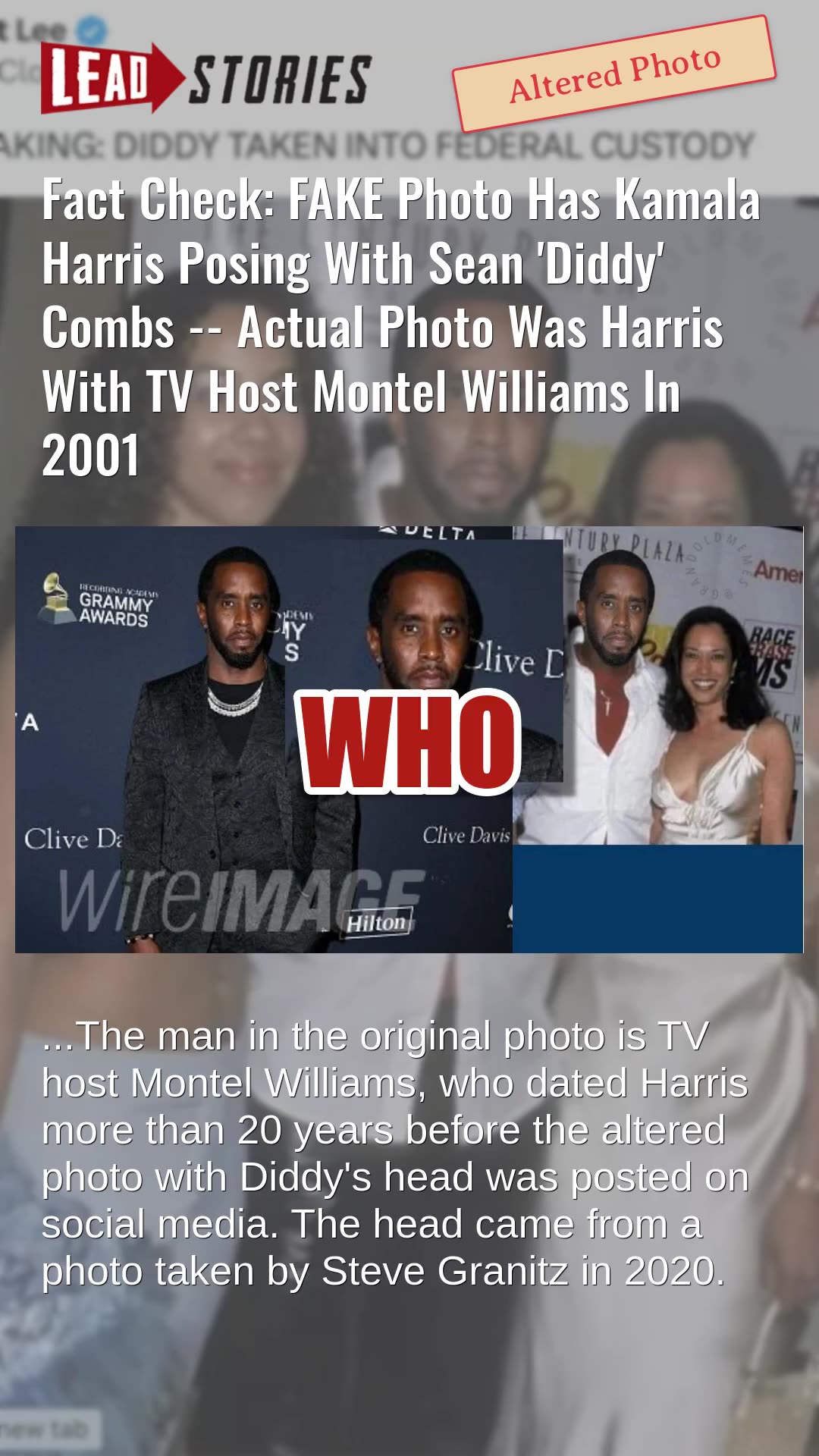 Fact Check: FAKE Photo Has Kamala Harris Posing With Sean 'Diddy' Combs