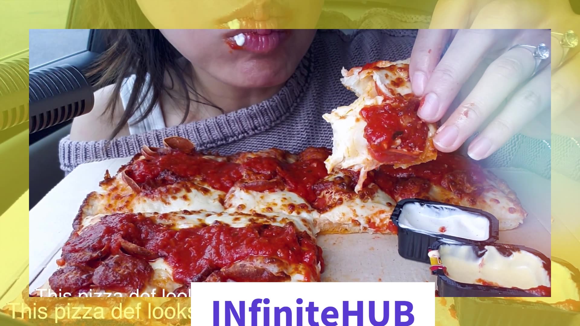 Asmr Feasting On Extra Cheesy Pepperoni Pizza From Pizza Hut S Detroit