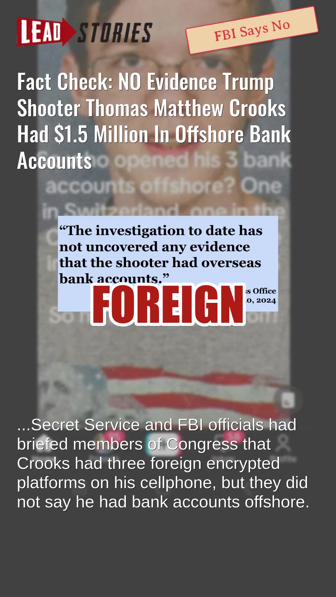 Fact Check: NO Evidence Trump Shooter Thomas Matthew Crooks Had $1.5 ...