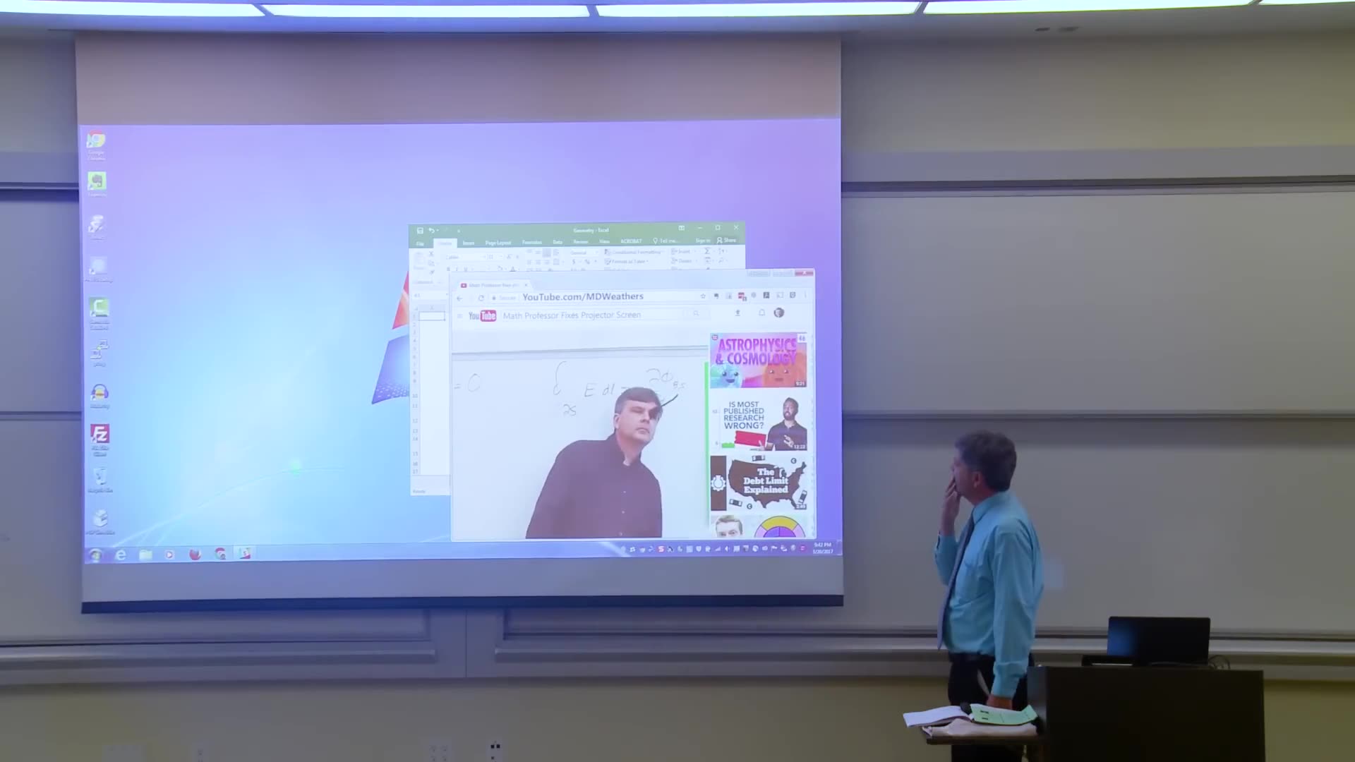 Math Professor's Hilarious Projector Screen Fix! 😂🎓 #viral #funny