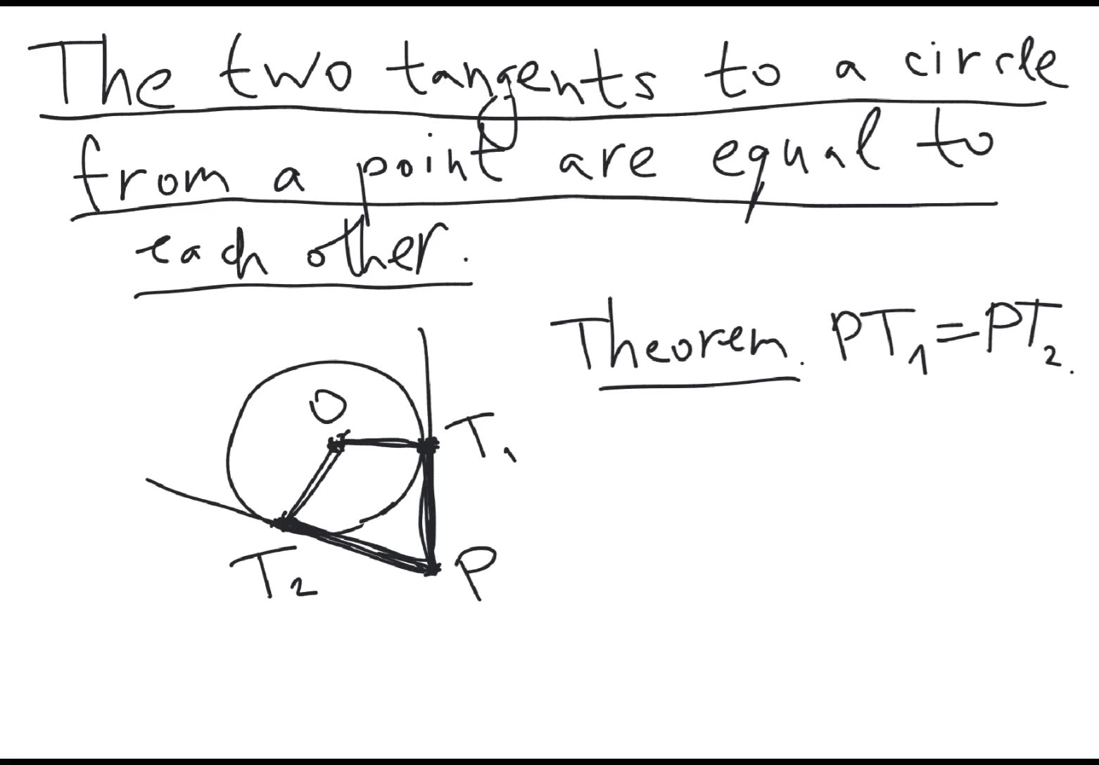 The two tangents to a circle from a point are equal to each other ...