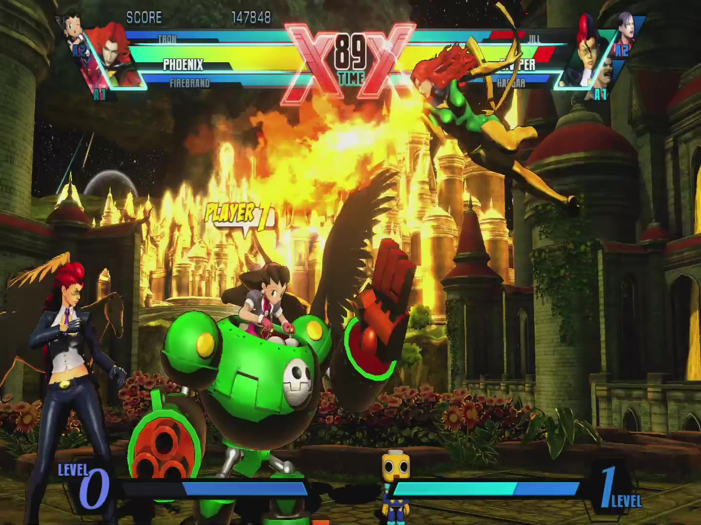 Ultimate Marvel VS Capcom 3 Arcade Mode Phoenix Firebrand Tron ...