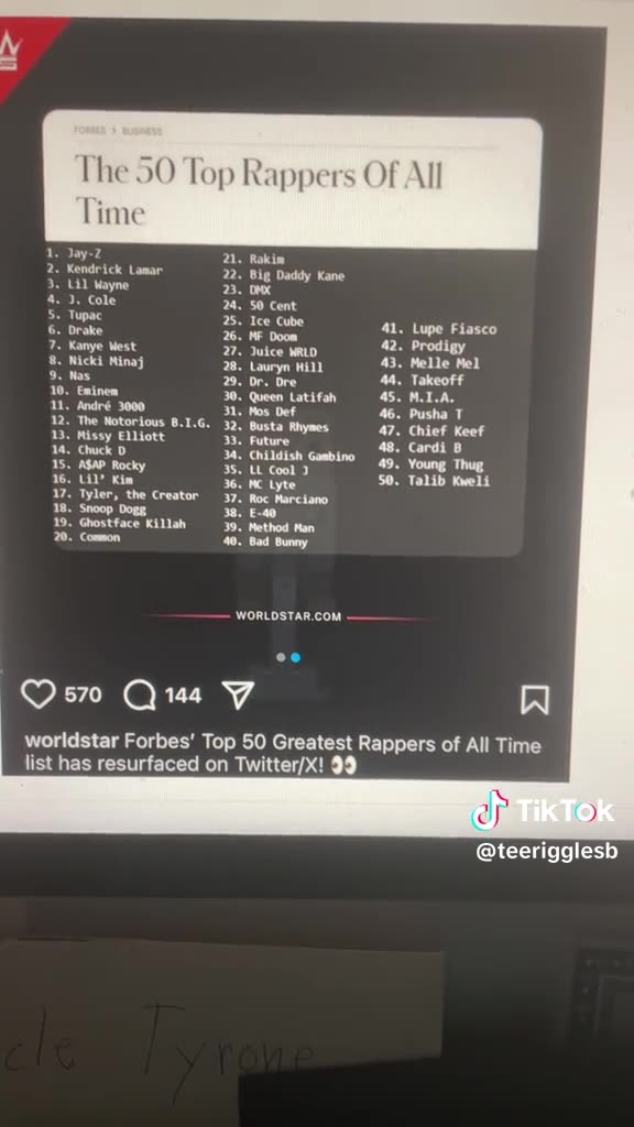 Forbes top 50 Rapper of all time (TRIGGERED MOMENT)