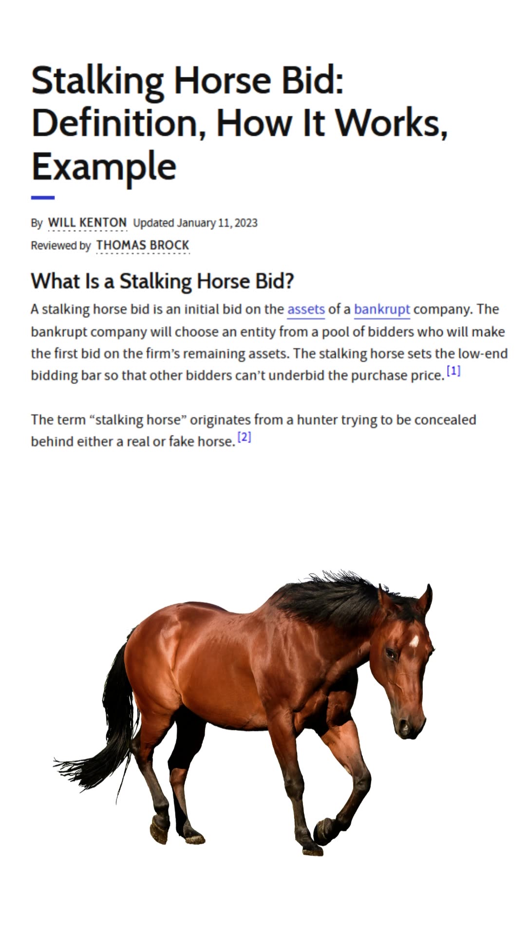 What is a “stalking horse bid”