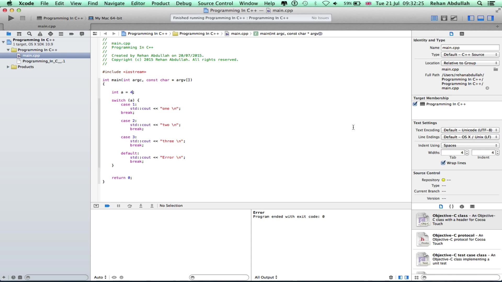 Programming In C X Code Tutorial 8 The Switch Case Statement 5782