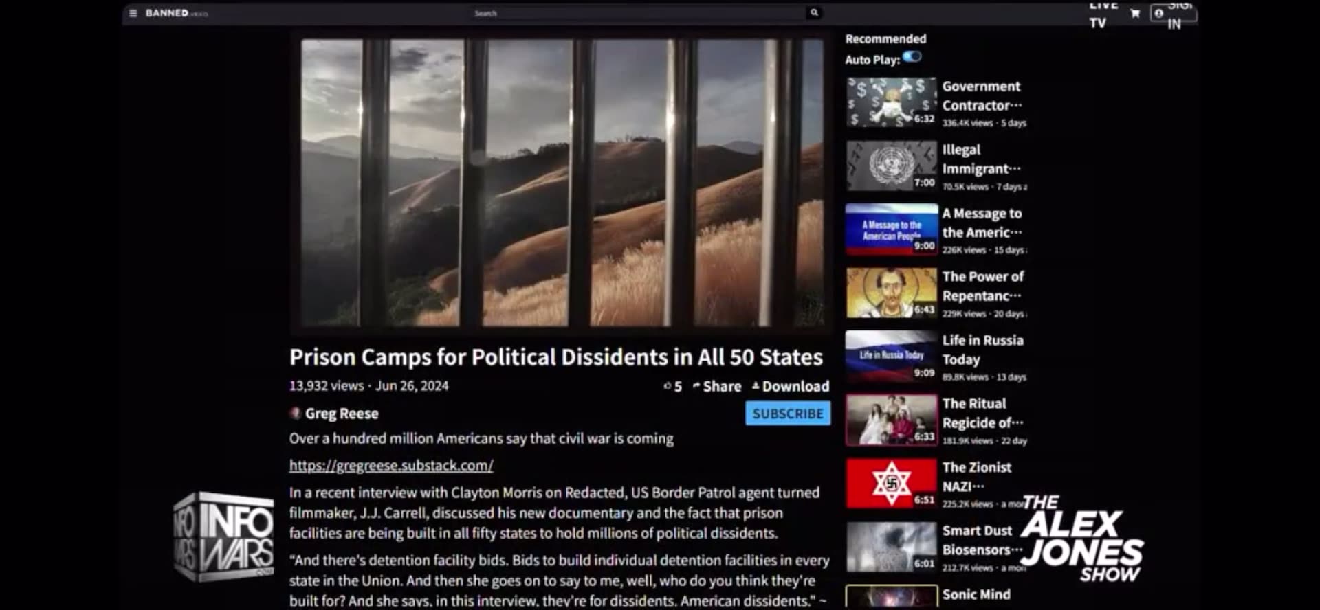 Greg Reese report about FEMA camps and civil war