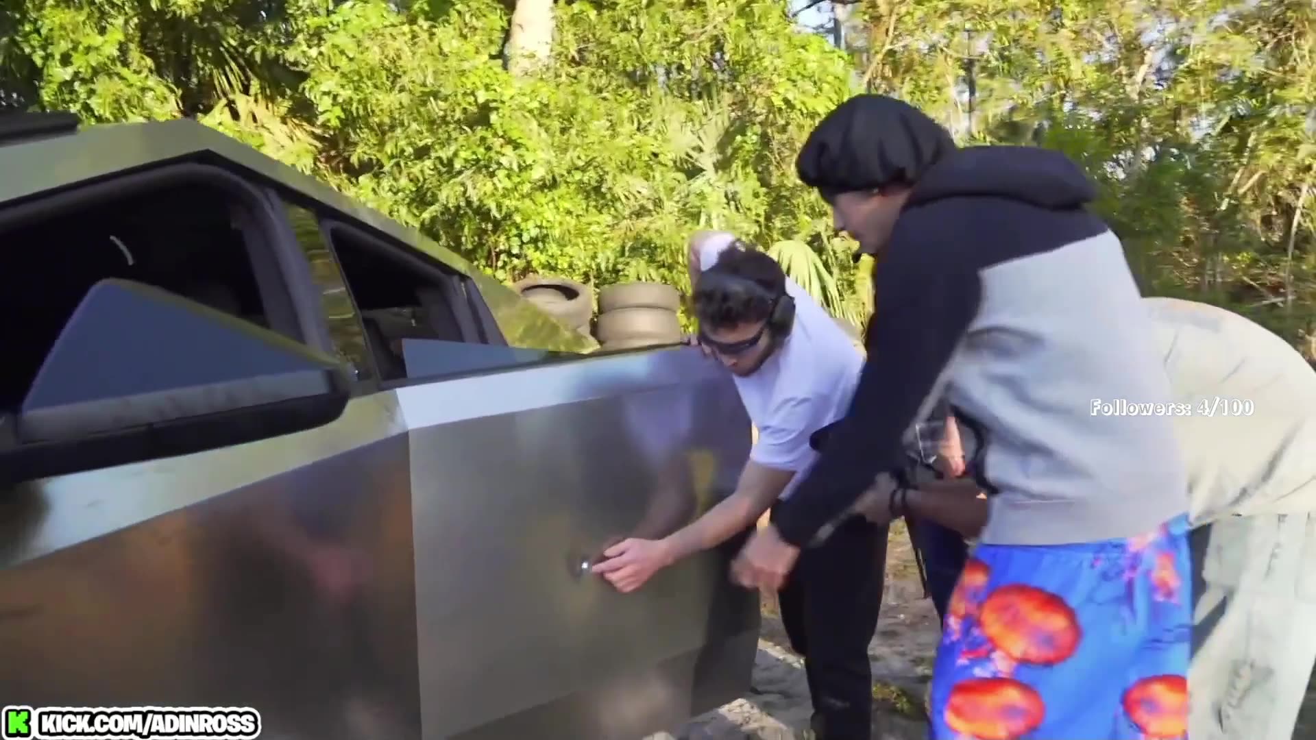 ADIN ROSS Shoots at His CYBERTRUCK!!