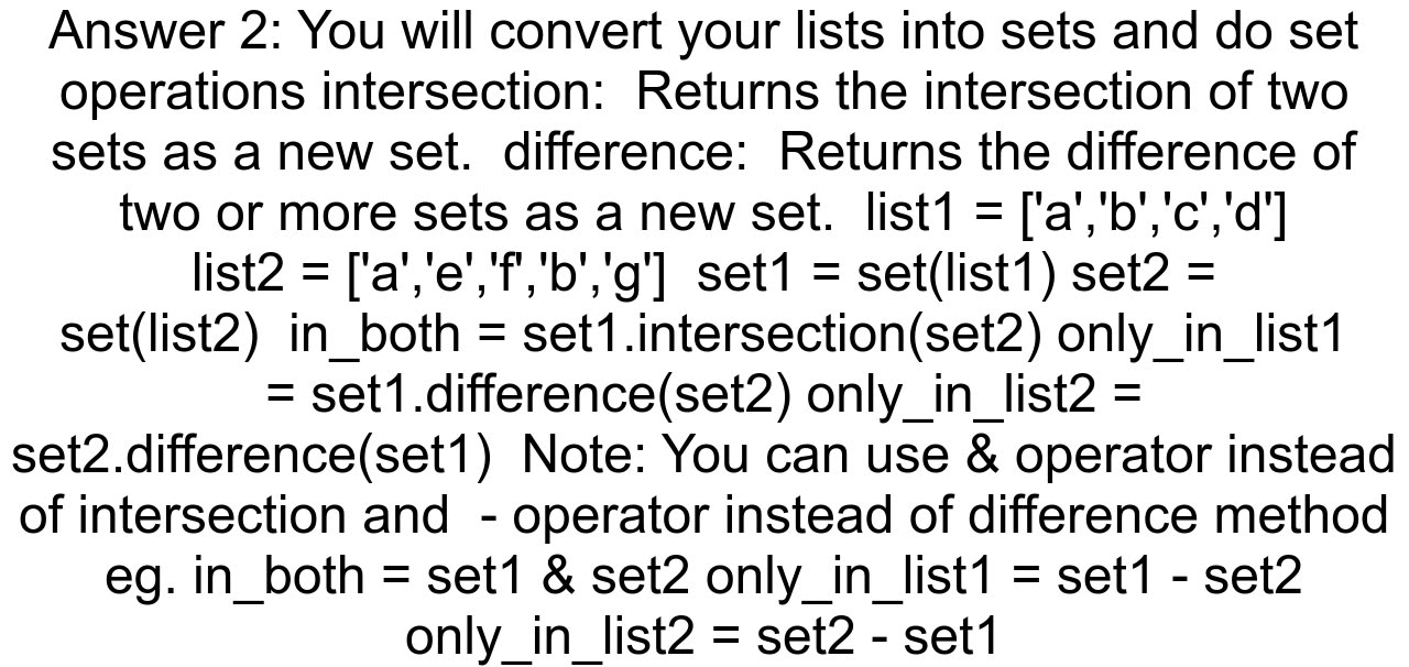 Differences between two lists in python