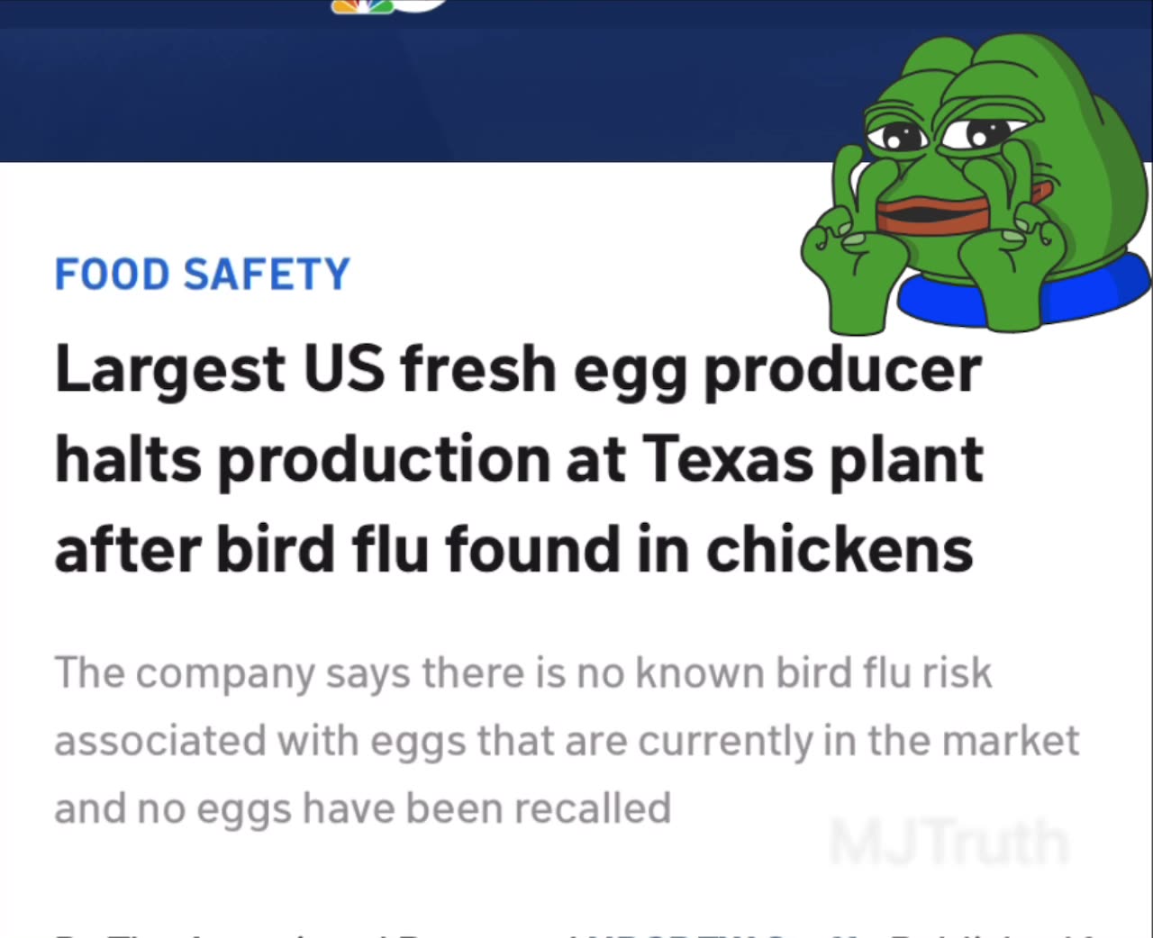 Largest US fresh egg producer halts production at Texas plant after Bird Flu Found in Chickens