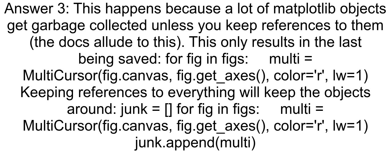 Matplotlib MultiCursor is not displaying on multiple subplots