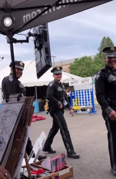Officers get a surprise portrait