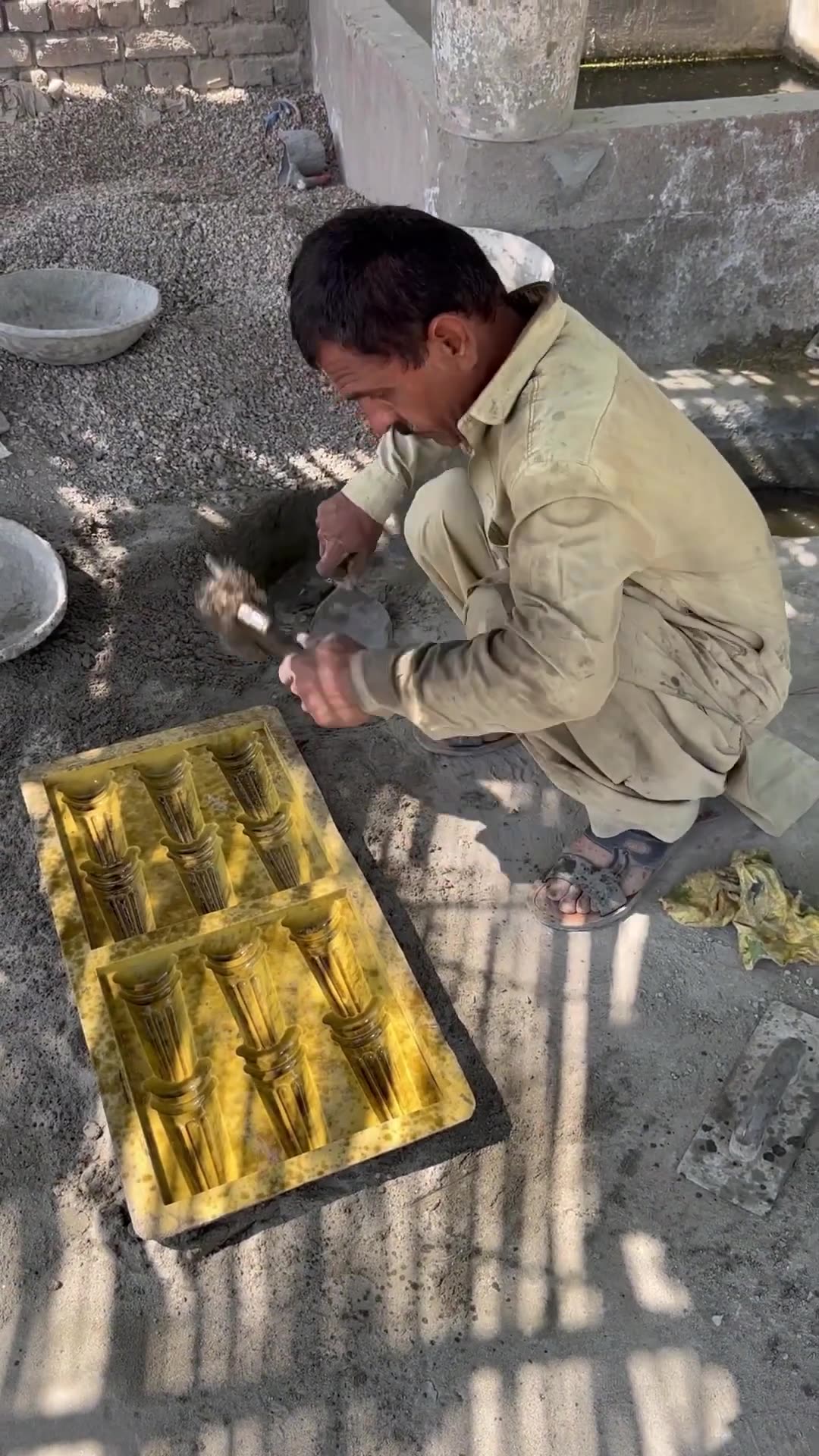 Master Craftsman Demonstrates Concrete Roof Tile Making