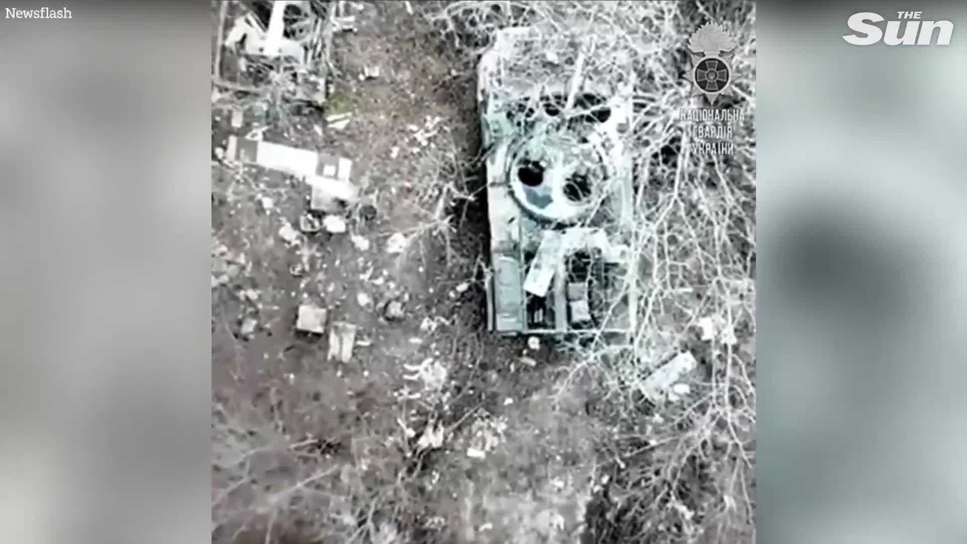 Ukrainian forces blow up Russian tank in massive explosion in Luhansk ...
