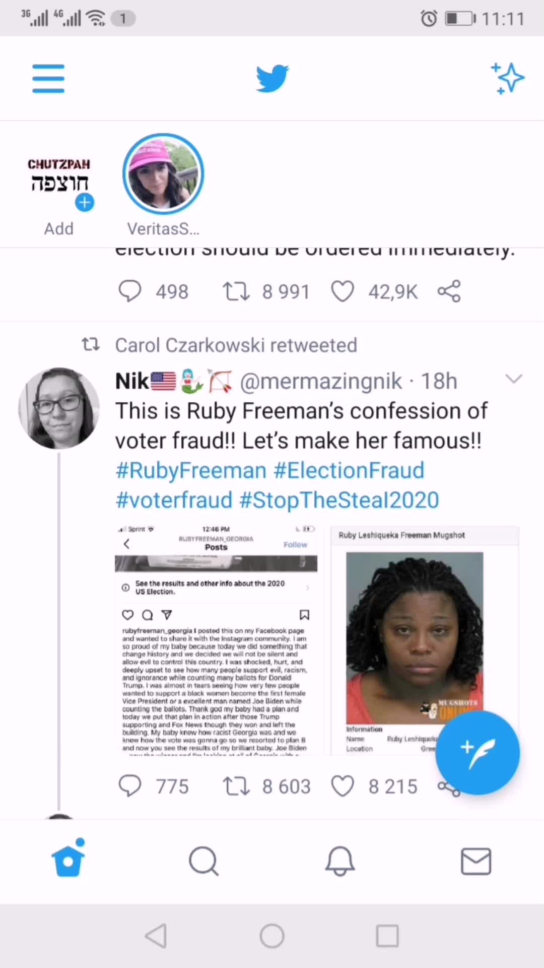 Ruby Freeman - Screengrab of confession to Voter Fraud Crime