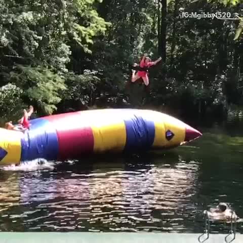 Girl in red on blob wipeout