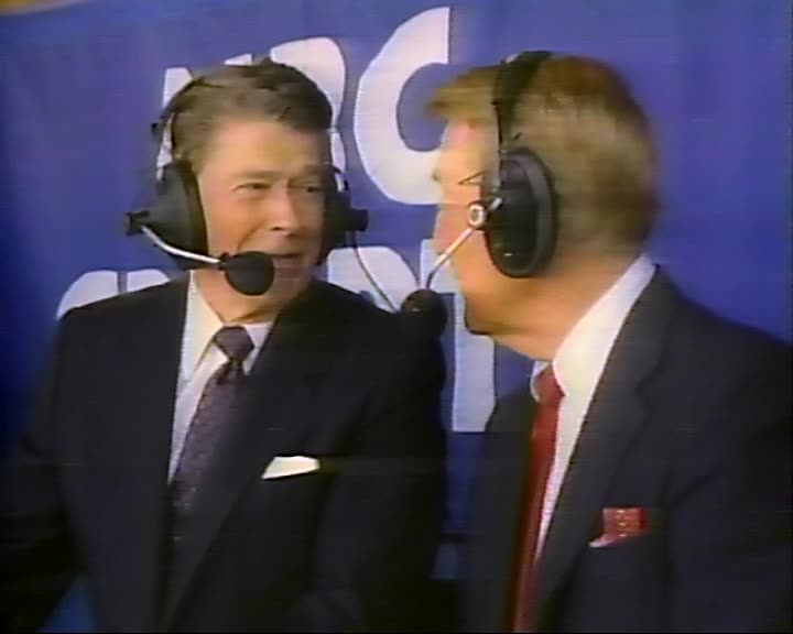 July 11, 1989 - Former President Ronald Reagan in Booth for Baseball ...