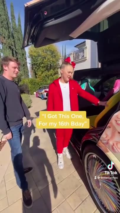 Jojo Siwa shows me her personal car collection! (Custom Tesla) #Shorts
