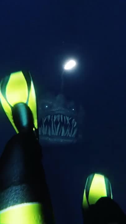 Creepy Footage caught by scuba diver under deep dark waters