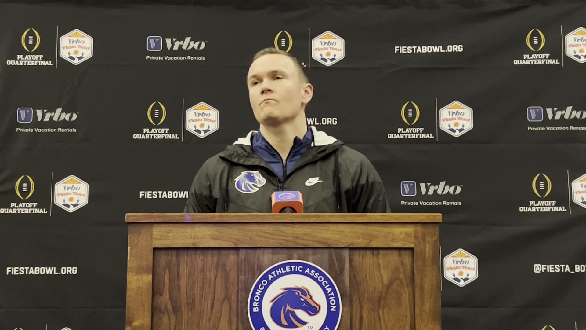 First Fiesta Bowl Interview With Boise State Head Football Coach ...