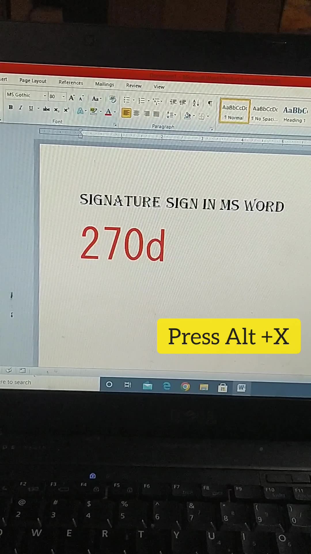 Shortcut Key to Insert Signature symbol in MS Word