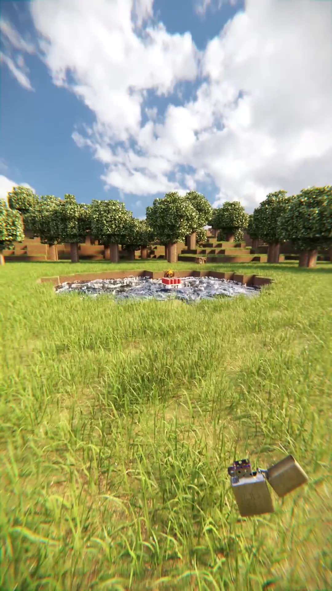 TNT vs Water Realistic Physics / Minecraft RTX #shorts #minecraft
